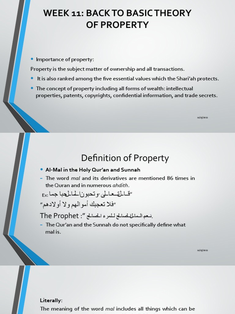 Classification of Property in Islamic Jurisprudence: An Overview of the ...