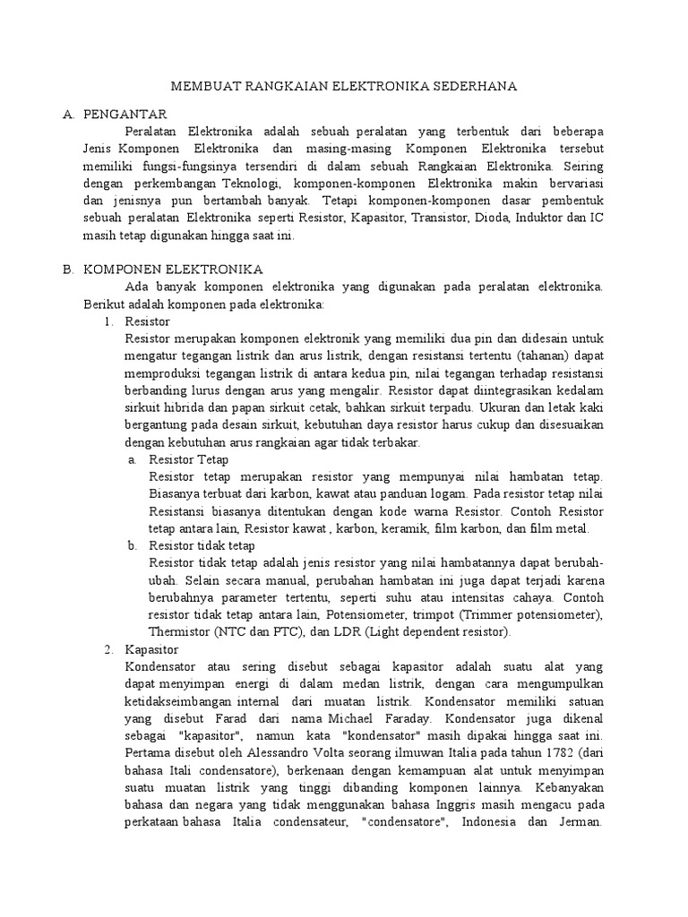 Rangkaian Elektronika Sederhana untuk Pemula | PDF