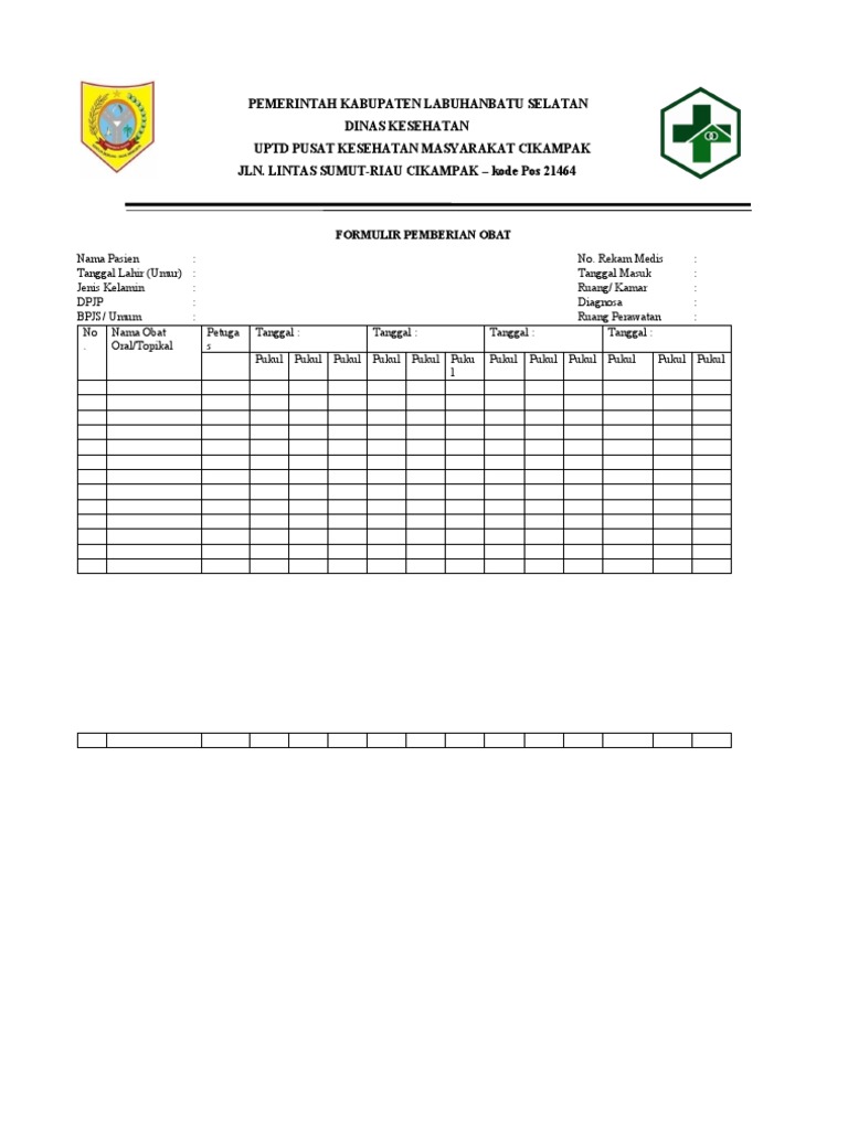 Formulir Pemberian Obat Pasien | PDF