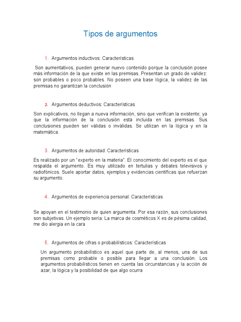 Tipos de Argumentos | PDF | Argumento | Analogía