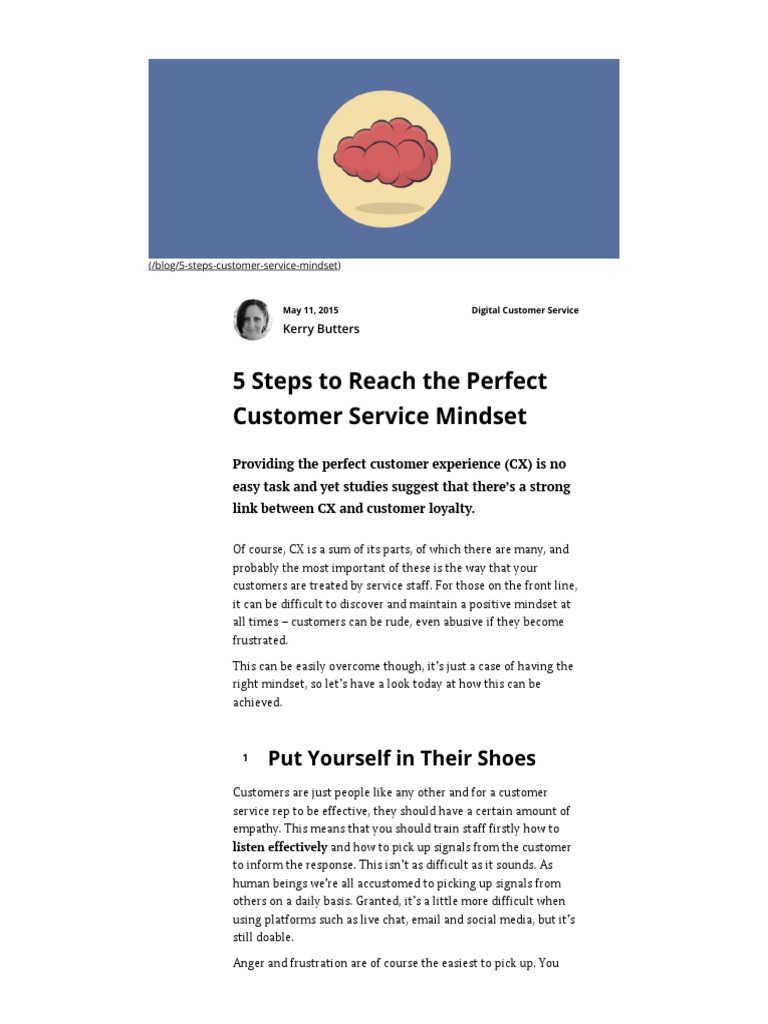 5 Steps To Reach The Perfect Customer Service Mindset | PDF