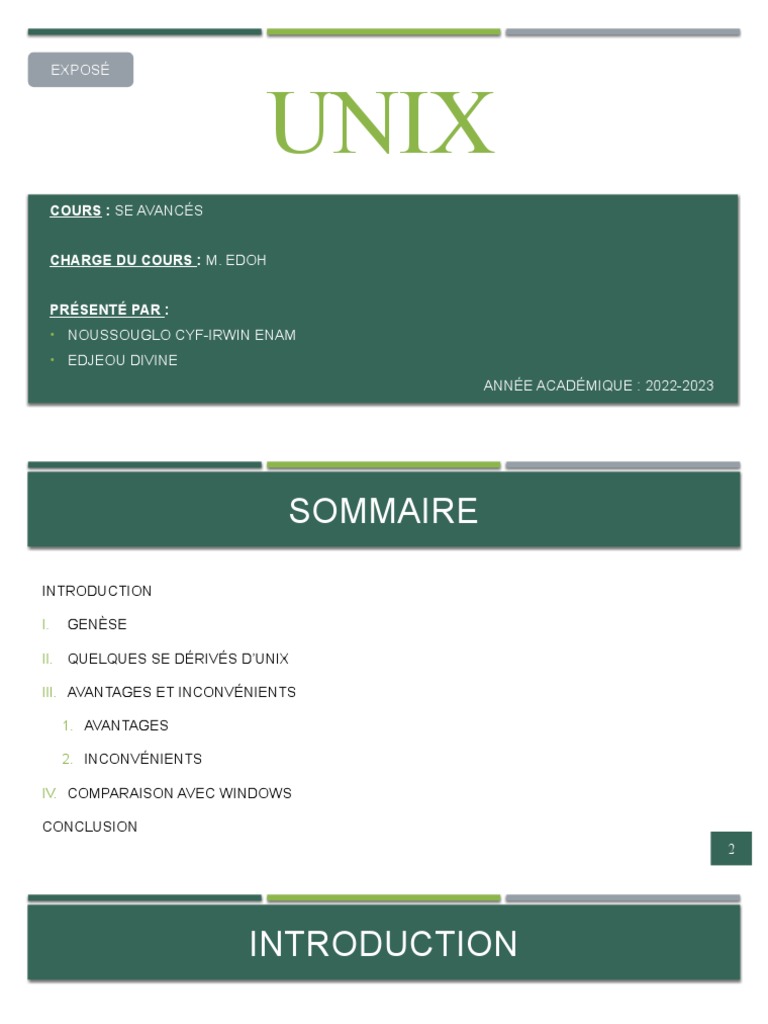 Unix Exposé | PDF | Unix | Familles de système d'exploitation