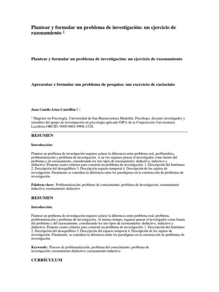 Plantear y Formular Un Problema de Investigación | PDF