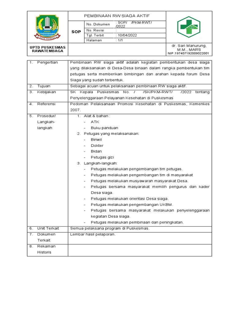 Sop RW Siaga Aktif | PDF