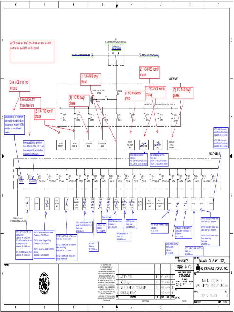 BOP MCC (W. Cable Sizes) | PDF