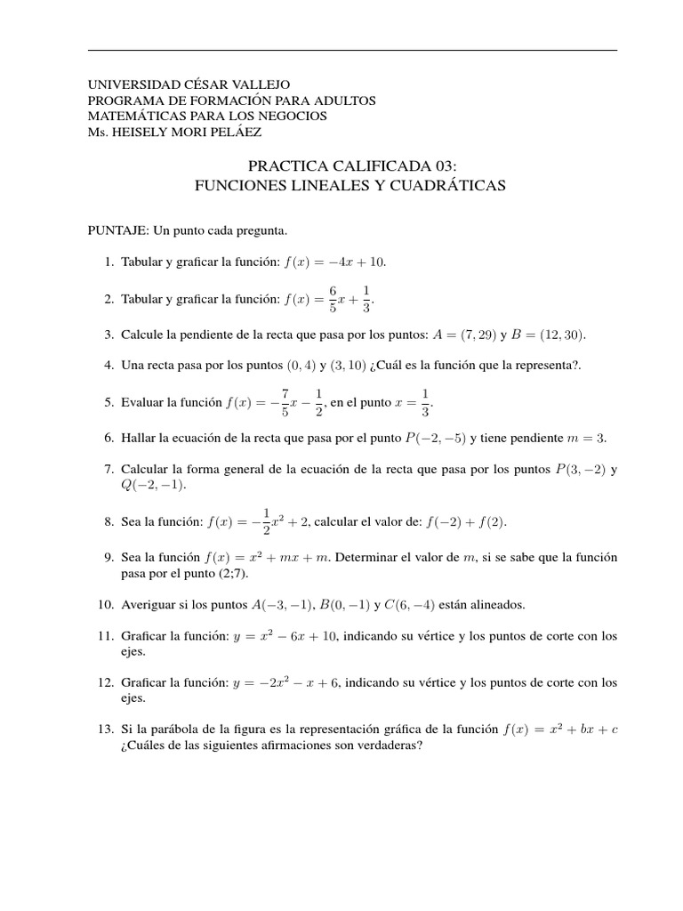Practica Calificada 3 | PDF | Matemáticas