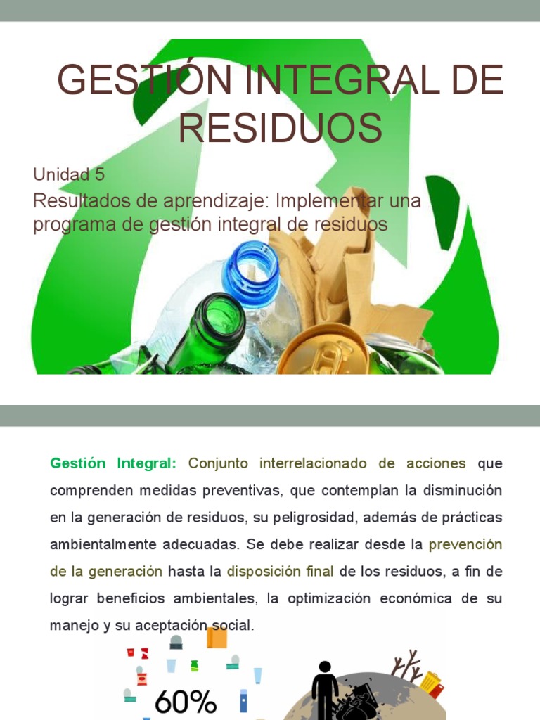 Unidad V Gestion Integral Residuos | PDF | Residuos | Gestión de residuos
