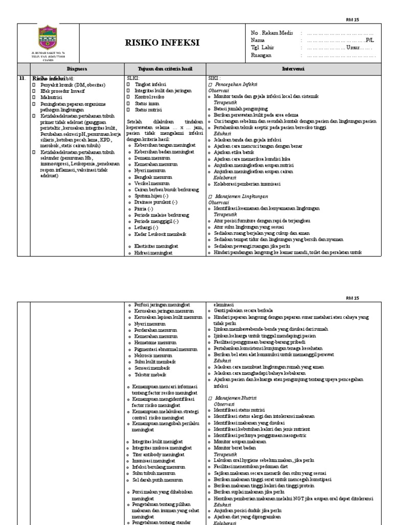Risiko Infeksi SDKI | PDF
