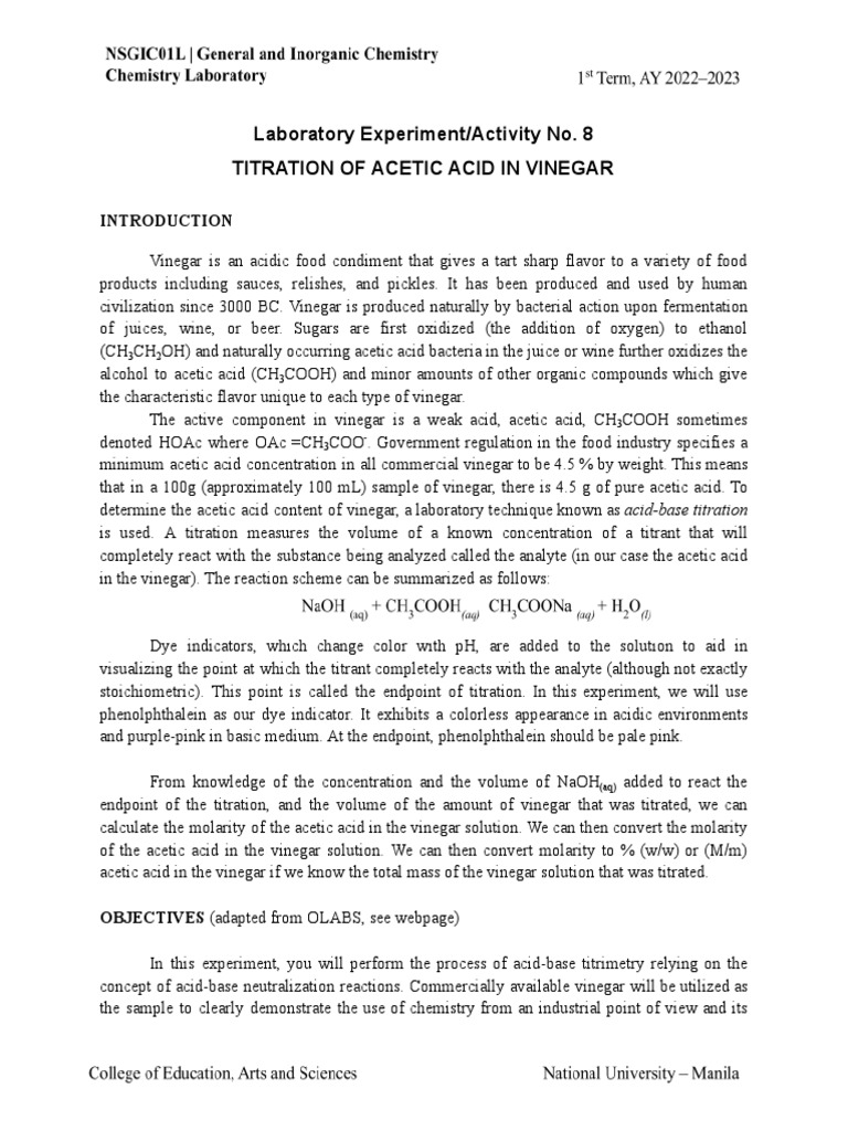 Group 4 PSY 214 Titration | PDF | Titration | Chemistry