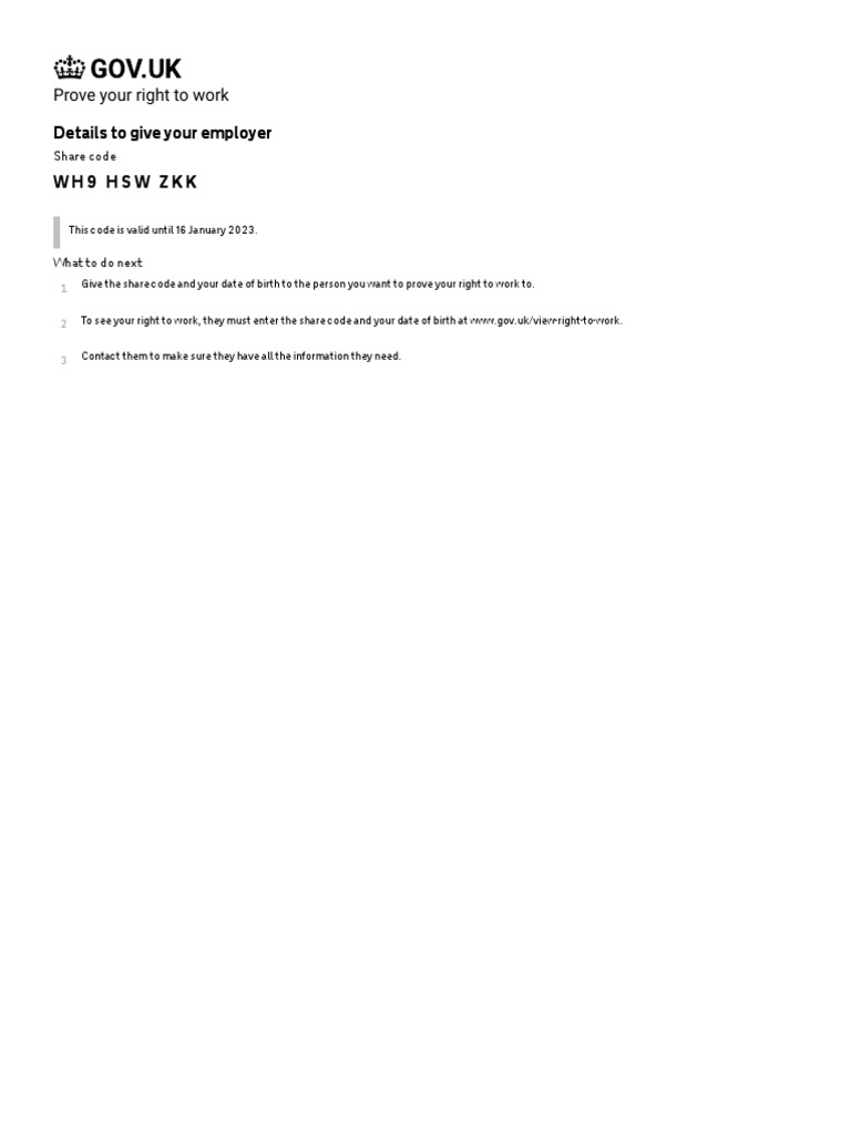 Details To Give Your Employer - GOV - UK | PDF