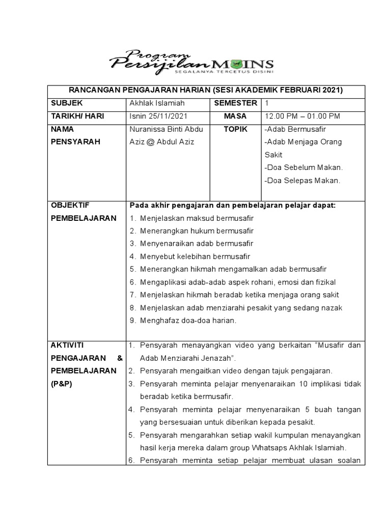 RPH M11 Akhlak | PDF