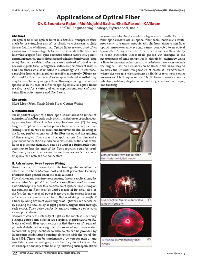 Applications of Optical Fiber | PDF | Optical Fiber | Attenuation