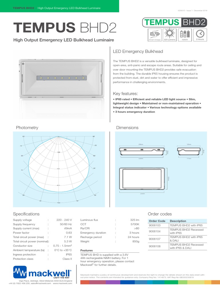 TEMPUS BHD2 Datasheet | PDF | Electronics | Physical Quantities