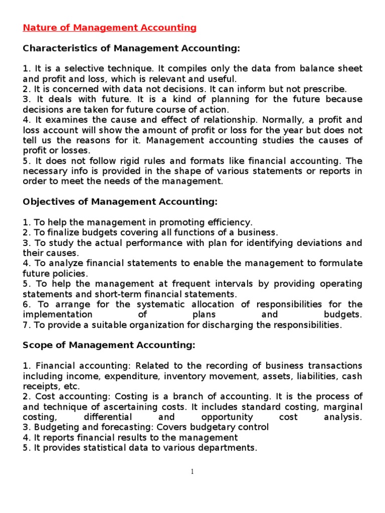 Management Accounting Notes | PDF | Management Accounting | Profit ...