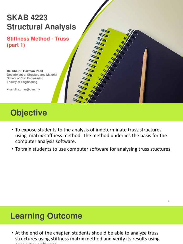 Stiffness Method - Truss (Part 1) | PDF | Structural Analysis | Mathematics