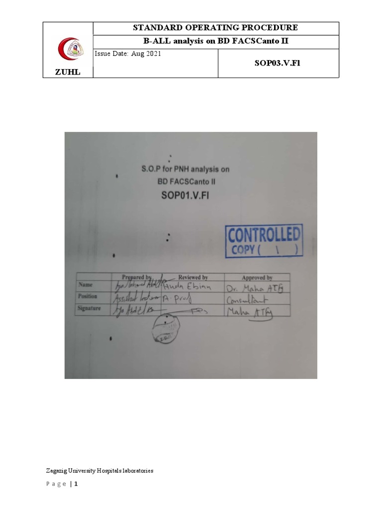 Standard Operating Procedure B-All Analysis On BD Facscanto Ii Sop03.V ...