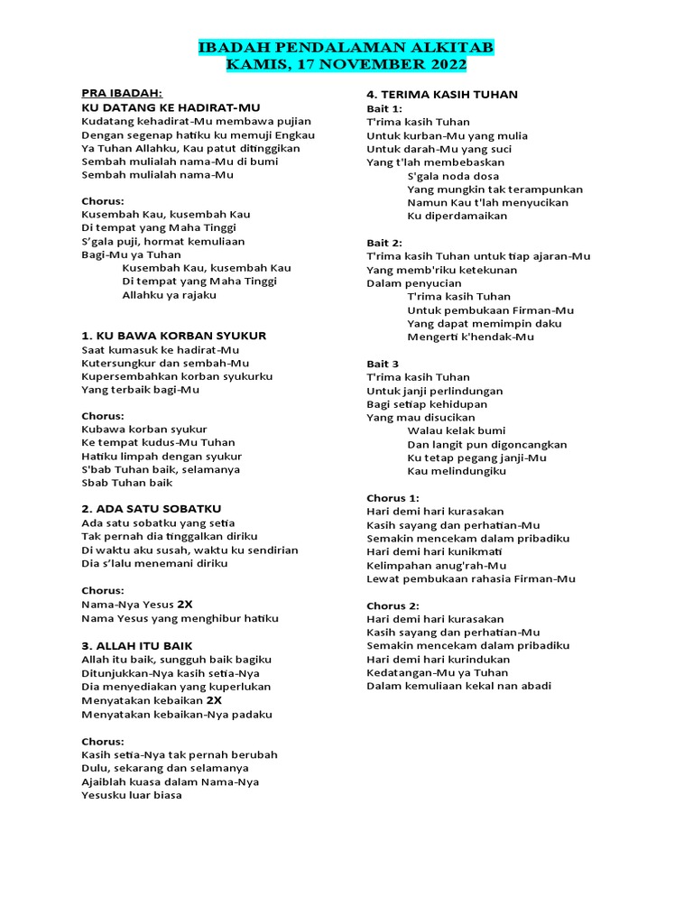 Ibadah Pendalaman Alkitab - Kamis, 17 November 2022 | PDF