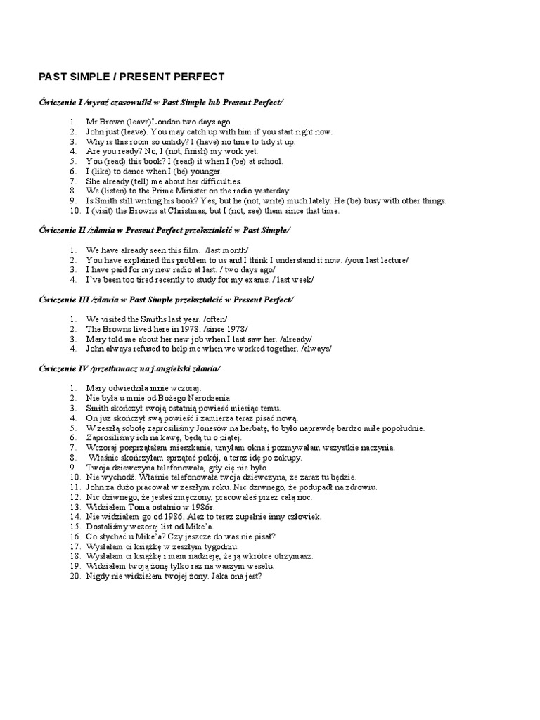 Past Simple Present Perfect | PDF