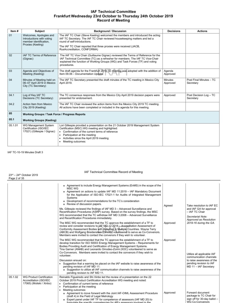 Record of Progress: Summary of Key Discussions and Decisions from the ...