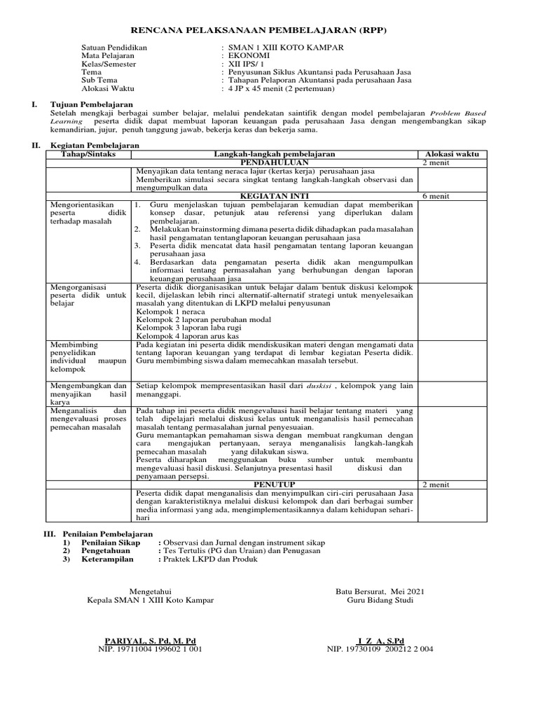 RPP Ekonomi Kelas Xii | PDF