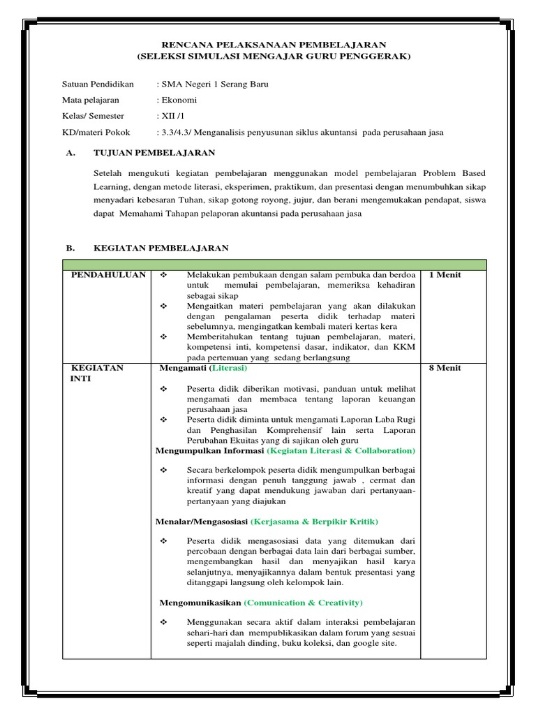 RPP Ekonomi Kelas Xii Ips | PDF | Bisnis