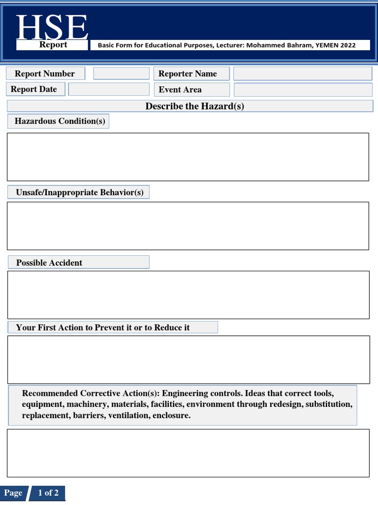 HSE Report Form-1 | PDF