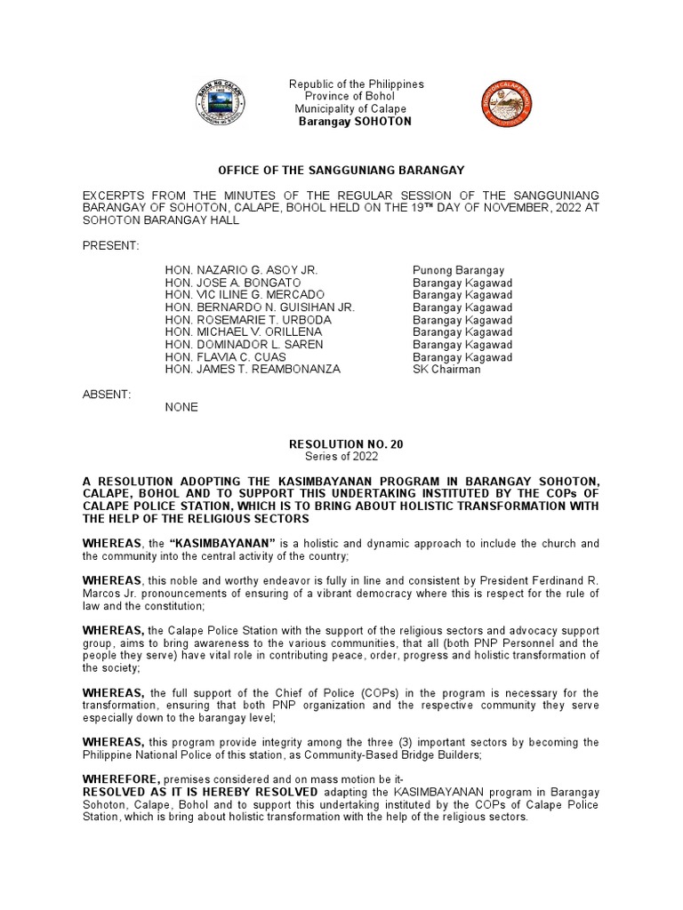 Sohoton Kasimbayanan Resolution 2022 | PDF | Philippines | Government