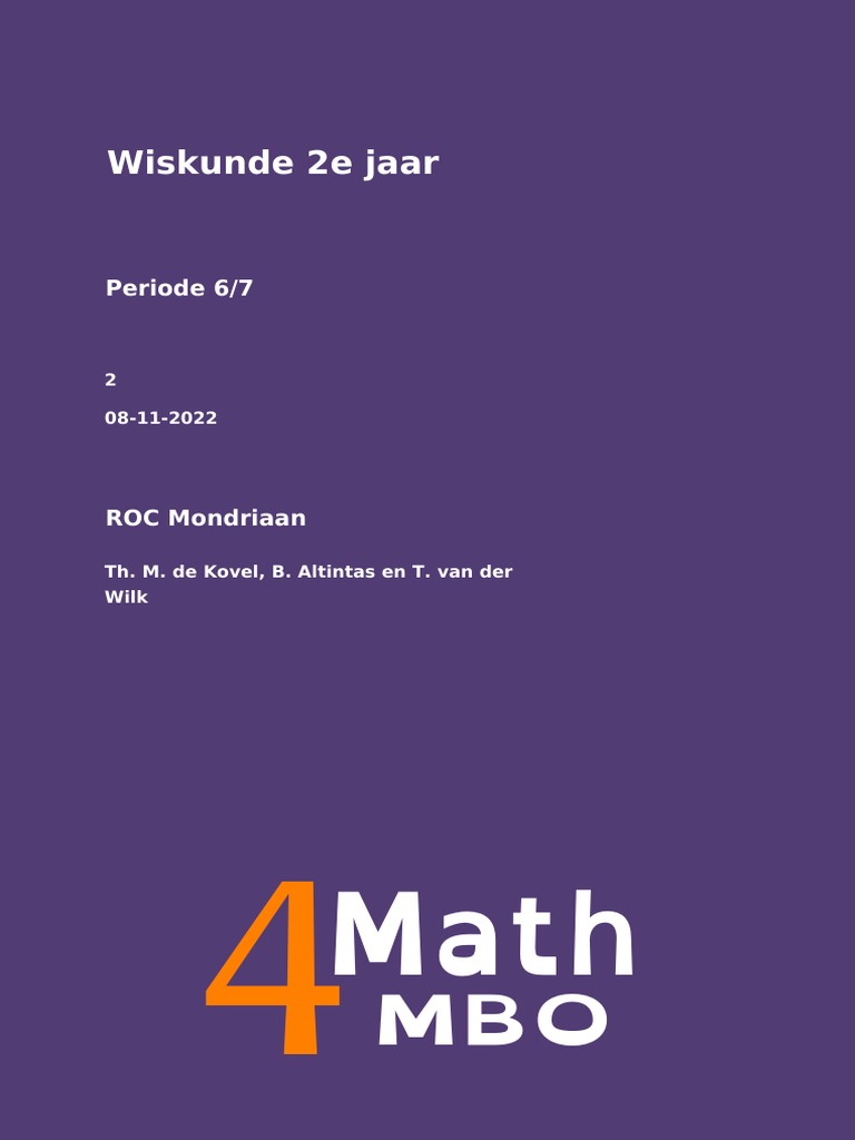 Mbo4 Wiskunde Boek | PDF