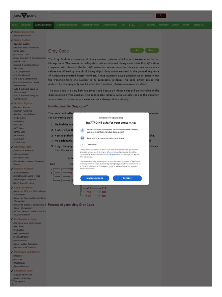 WWW Javatpoint Com Gray Code in Digital Electronics | PDF | Websites ...