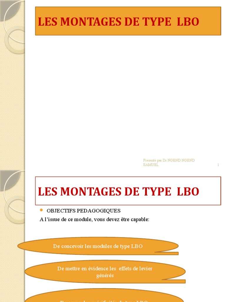Cours 02 LES MONTAGES DE TYPE LBO | PDF | Achat à effet de levier | Argent