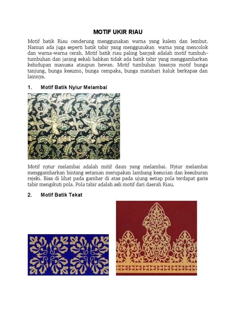 Motif Batik Riau: Bunga Tanjung dan Tabir | PDF | Seni
