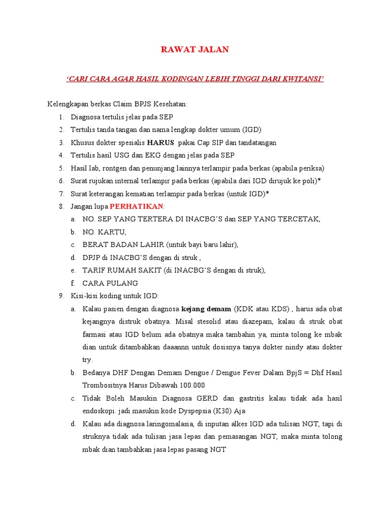 Panduan Koding BPJS Kesehatan | PDF