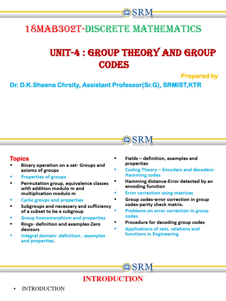 PPT-DM-UNIT4-Group Theory and Group Codes | PDF | Group (Mathematics ...