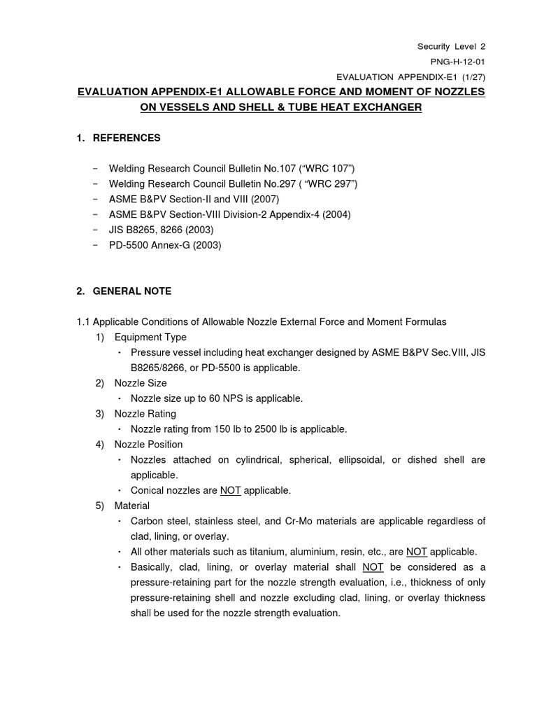 Appendix-E1 Allowable FM For Vessel and Shell Tube Exc | PDF
