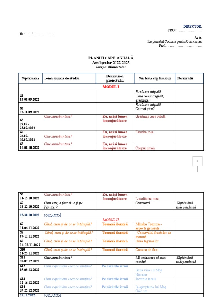 8 Planificare - Grupa Mare | PDF