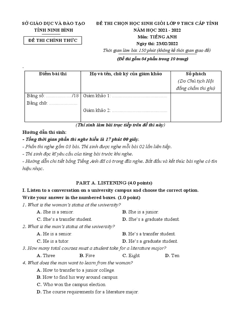 GIẢI ĐỀ HSG 9 NINH BÌNH 2021-2022 | PDF