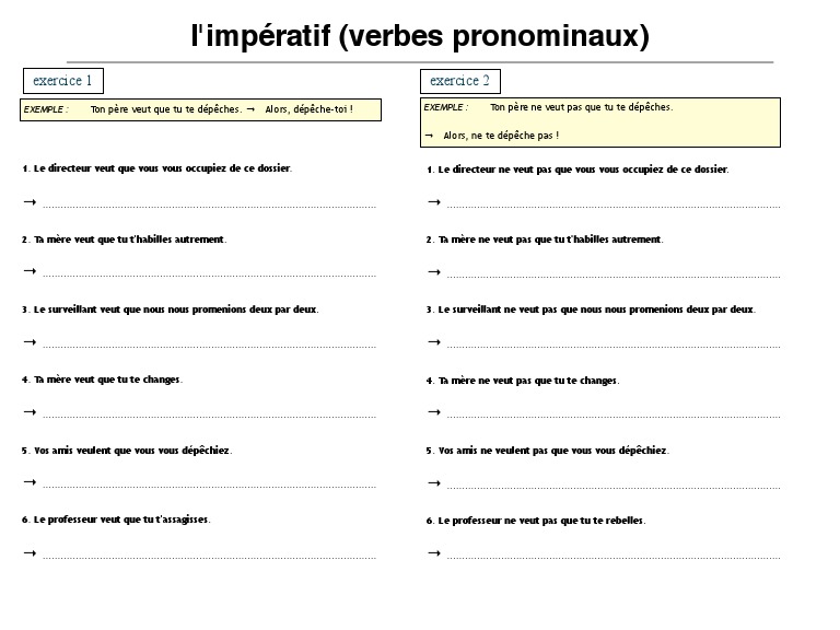 Imperatif Verbes Pronominaux | PDF
