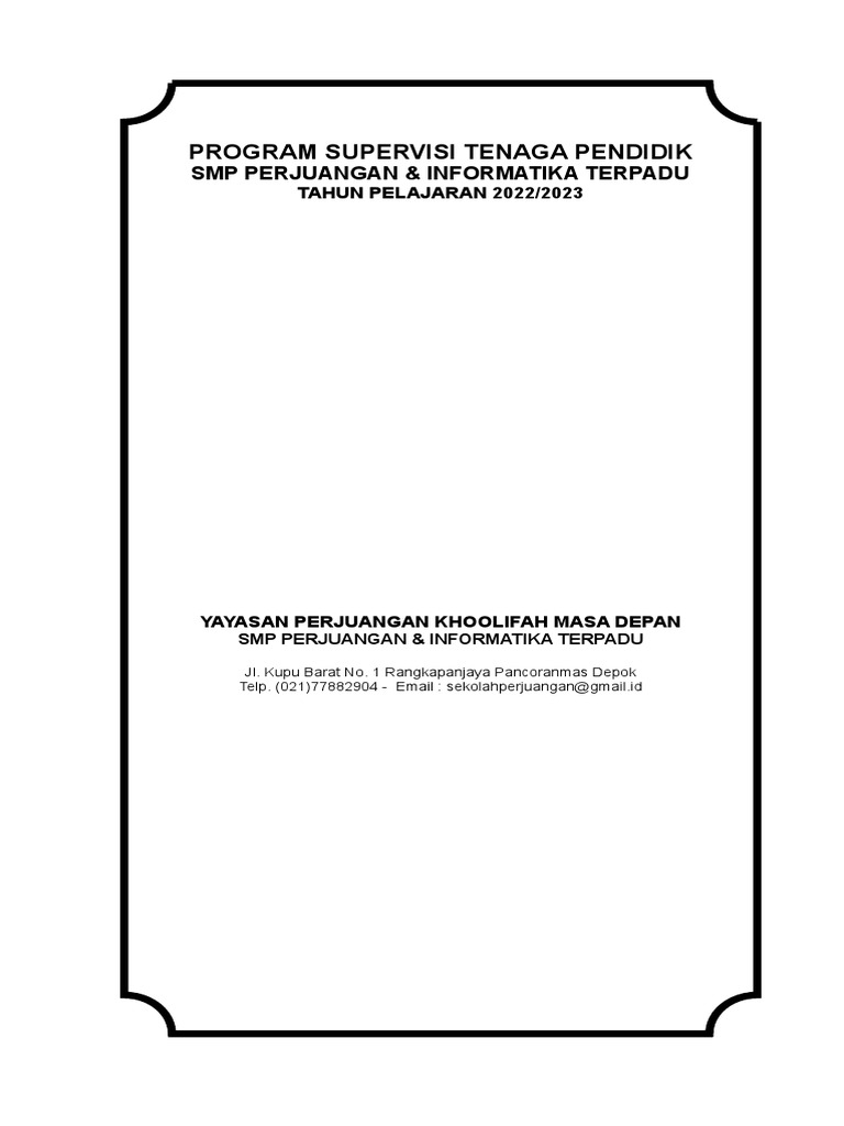 Program Supervisi Akademik 2019 2020 SMT | PDF