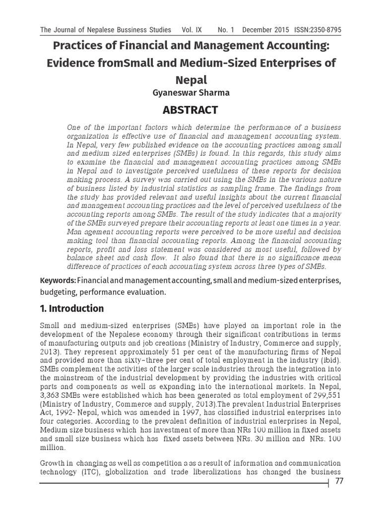 Practices of Financial and Management Accounting - SME | PDF
