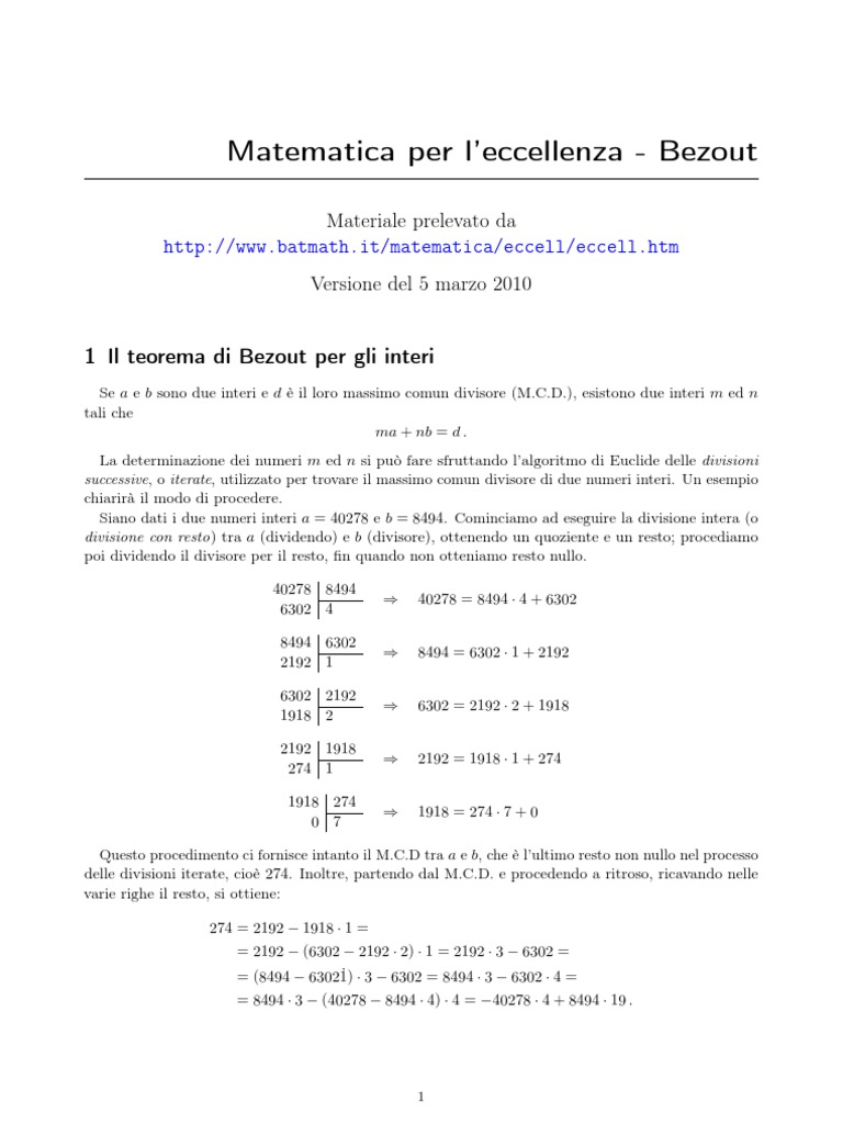 Battaia - Il Teorema Di Bezout | PDF