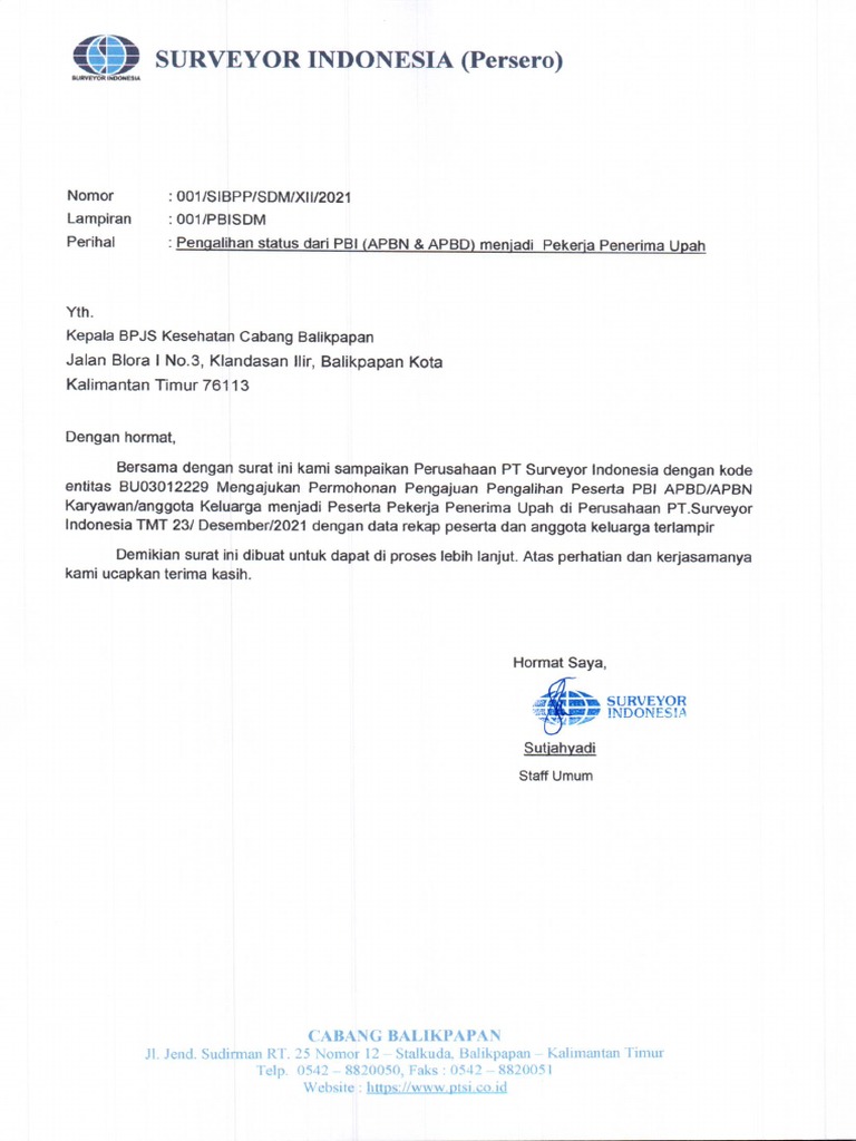 Surat Pengantar PBI | PDF