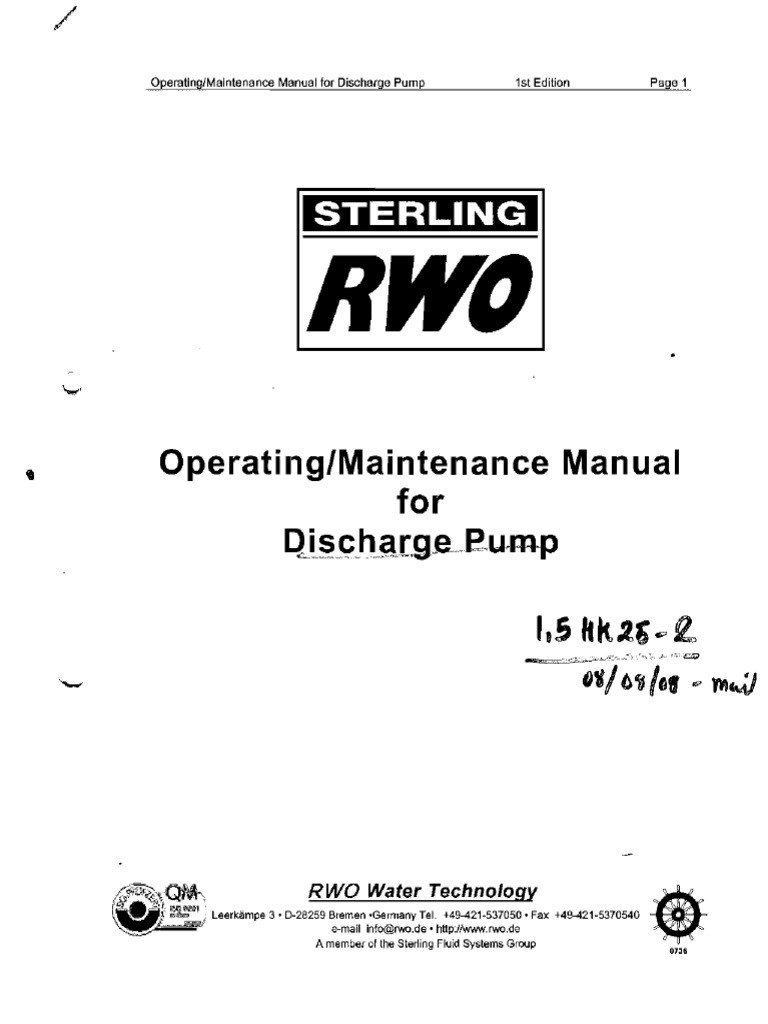 Discharge Pump Operating Manual | PDF | Pump | Bearing (Mechanical)
