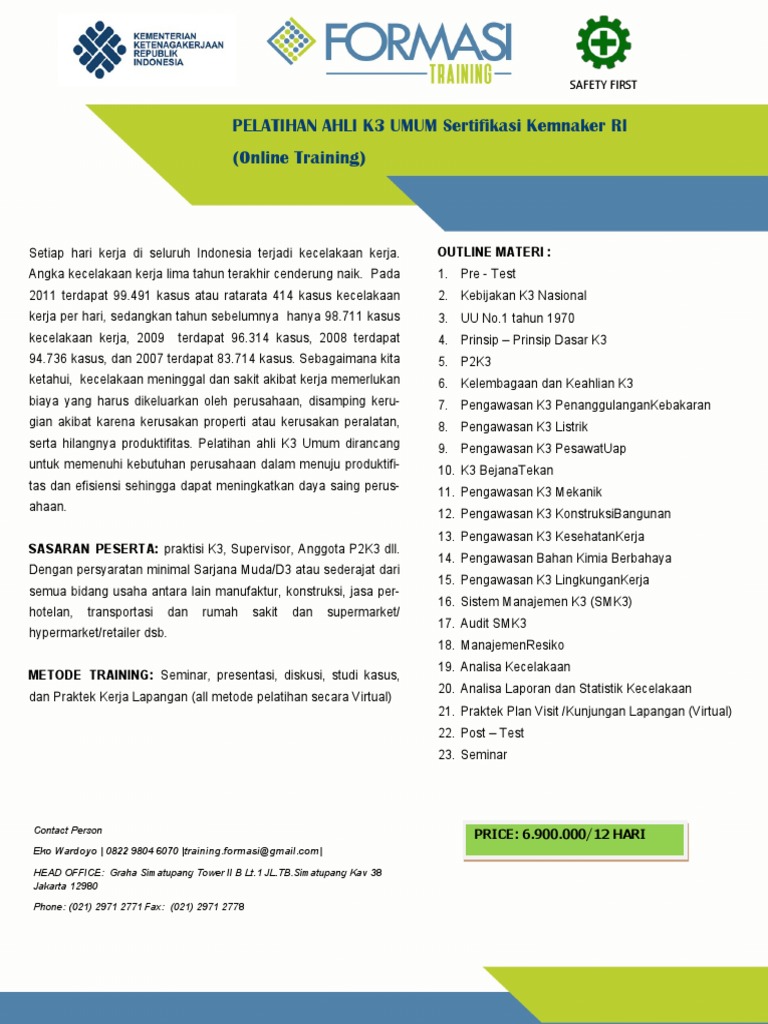 Pelatihan Ahli K3 Umum Online | PDF