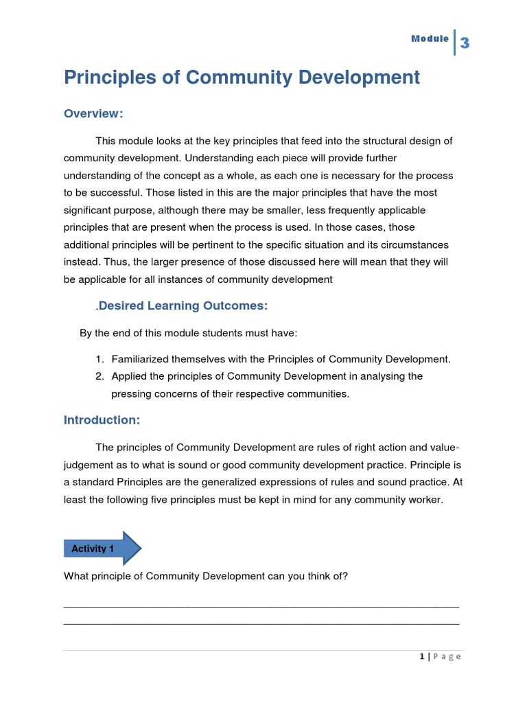Module 3 - Principles of Community Development | PDF | Community ...