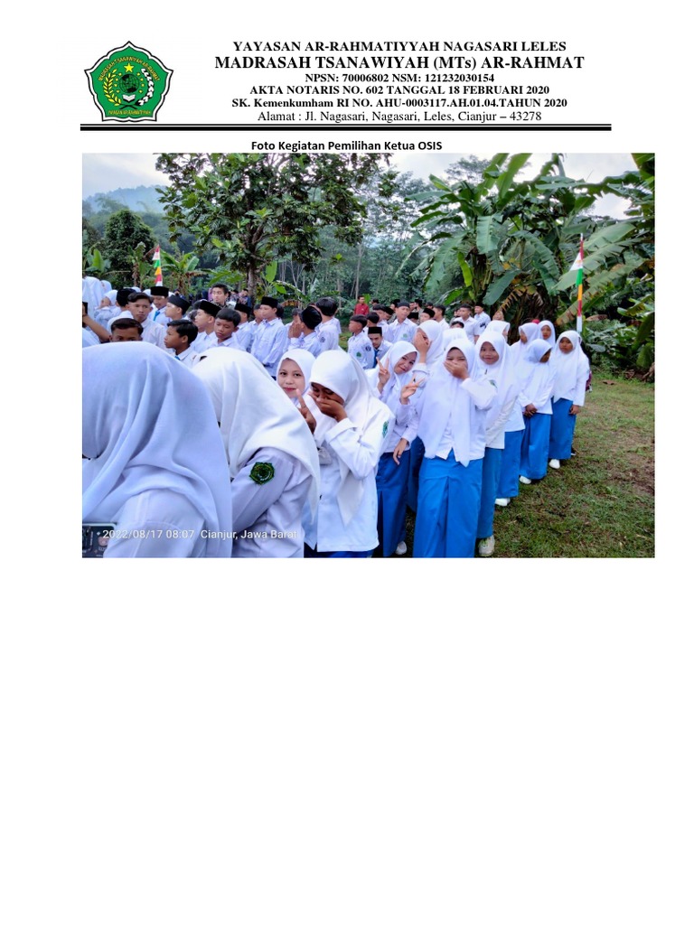 Laporan Dan Bukti Kegiatan Osis | PDF