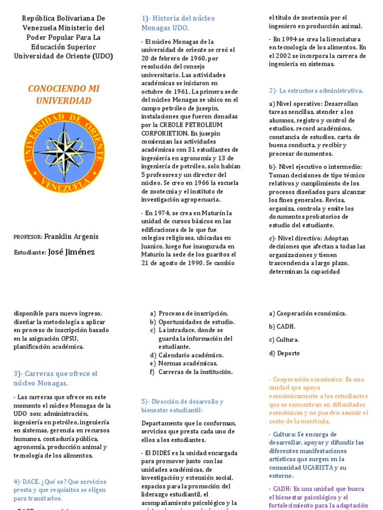 Triptico de La UDO | PDF