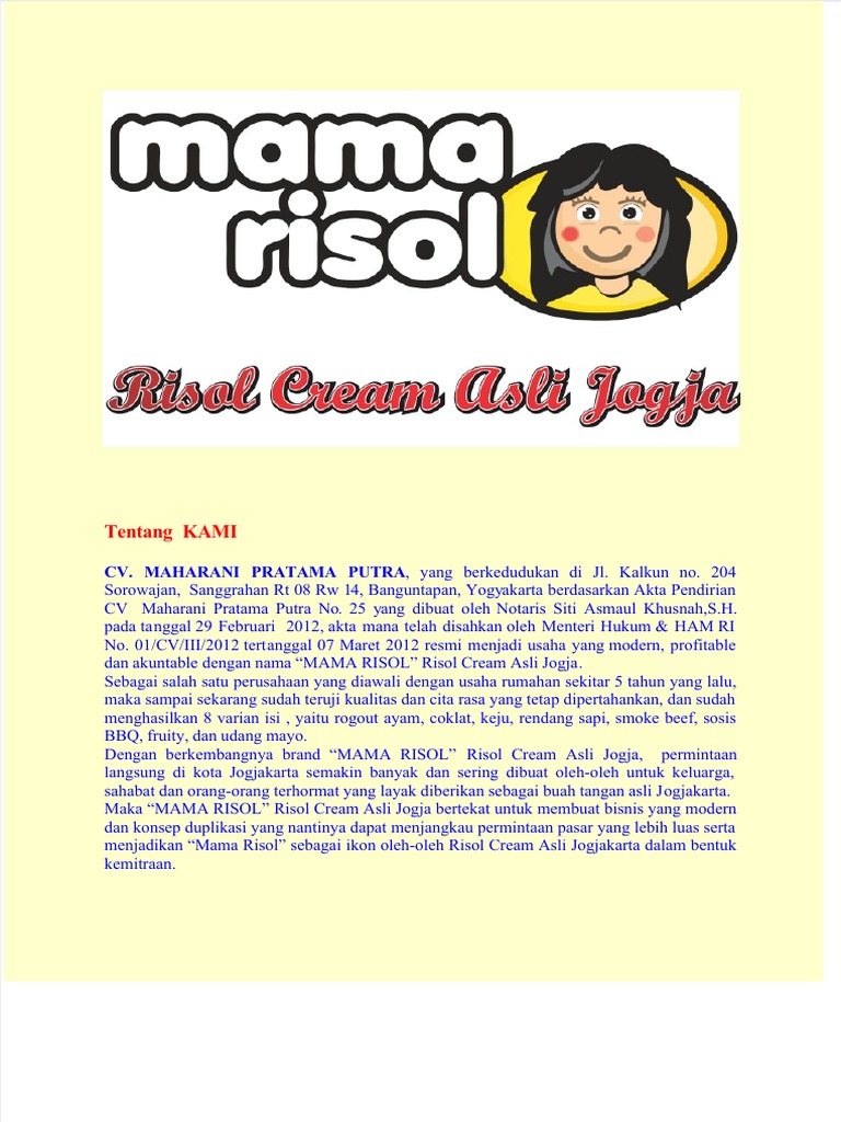 Kemitraan Waralaba Mama Risol | PDF