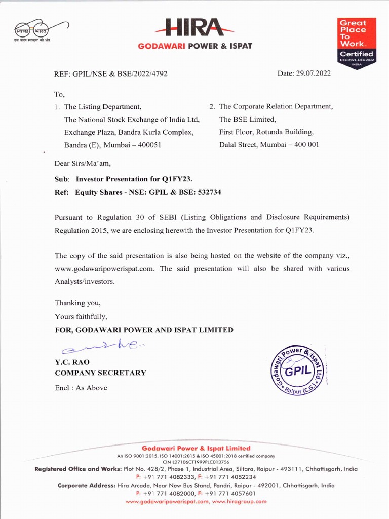 Q1-FY23-Godawari & Ispat | PDF | Equity (Finance) | Balance Sheet