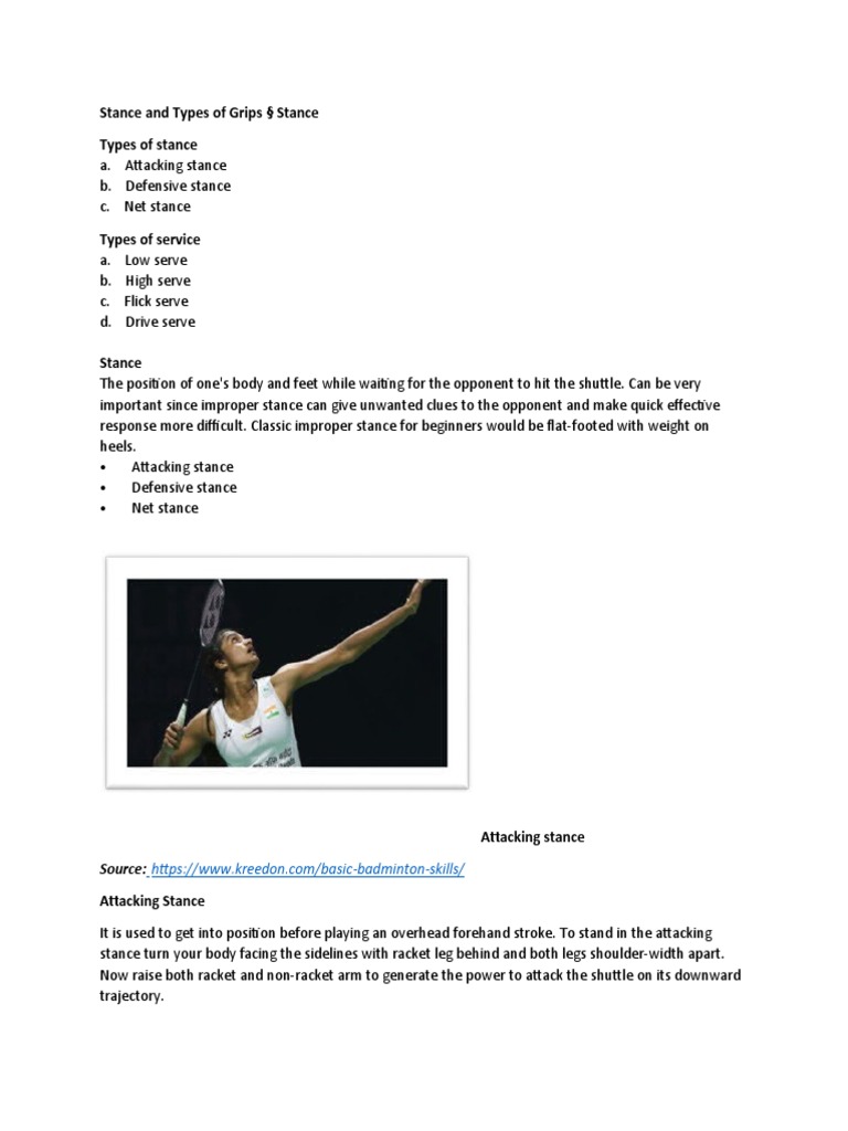 Badminton Stances and Serve Types | PDF | History