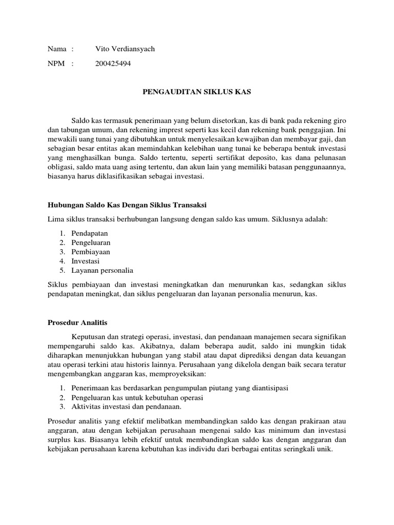 RMK Pengauditan Siklus Kas | PDF